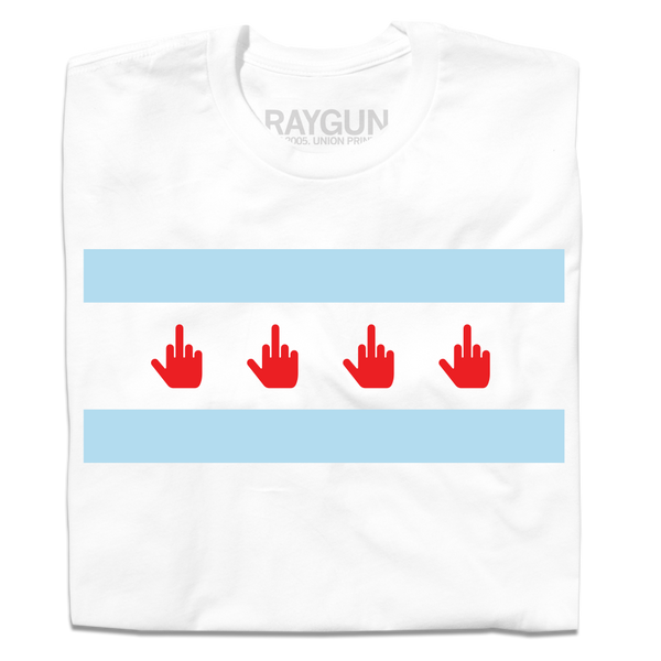 Middle Finger Chicago Flag White T-Shirt – RAYGUN