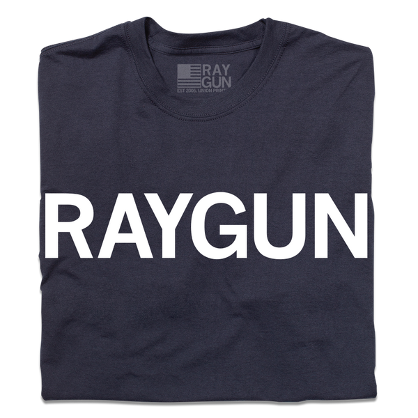RAYGUN Block Text Logo Navy Union Made T-Shirt