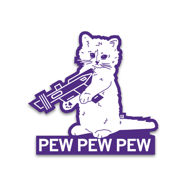 Pew Pew Pew Purple Die-Cut Sticker – RAYGUN