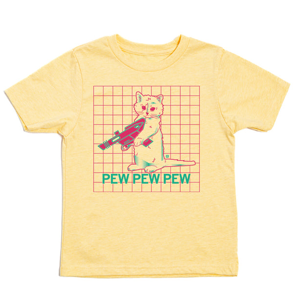 Pew Pew Pew Vaporwave Yellow Kids T-Shirt – RAYGUN