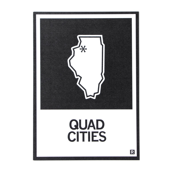 Quad Cities, Illinois Outline Postcard – RAYGUN