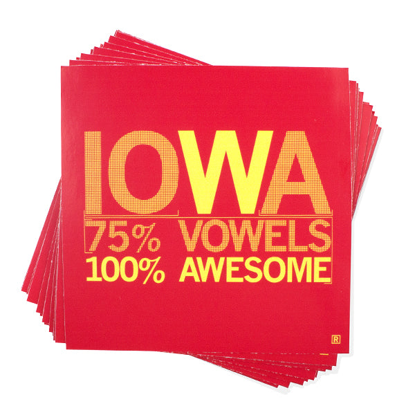 Iowa Vowels Sticker - Red – RAYGUN