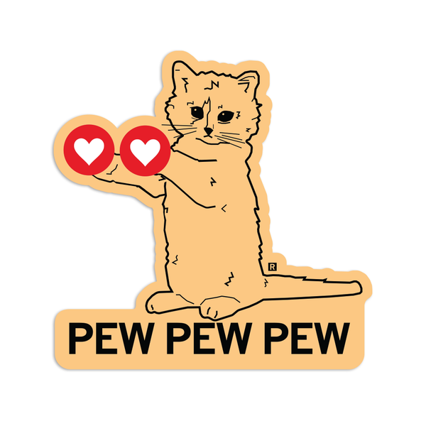 Pew Pew Pew Hearts Die-Cut Sticker – RAYGUN