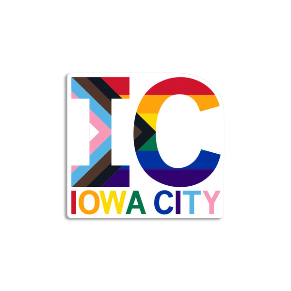 IC Stacked Text Progress Pride Flag Die-Cut Sticker – RAYGUN